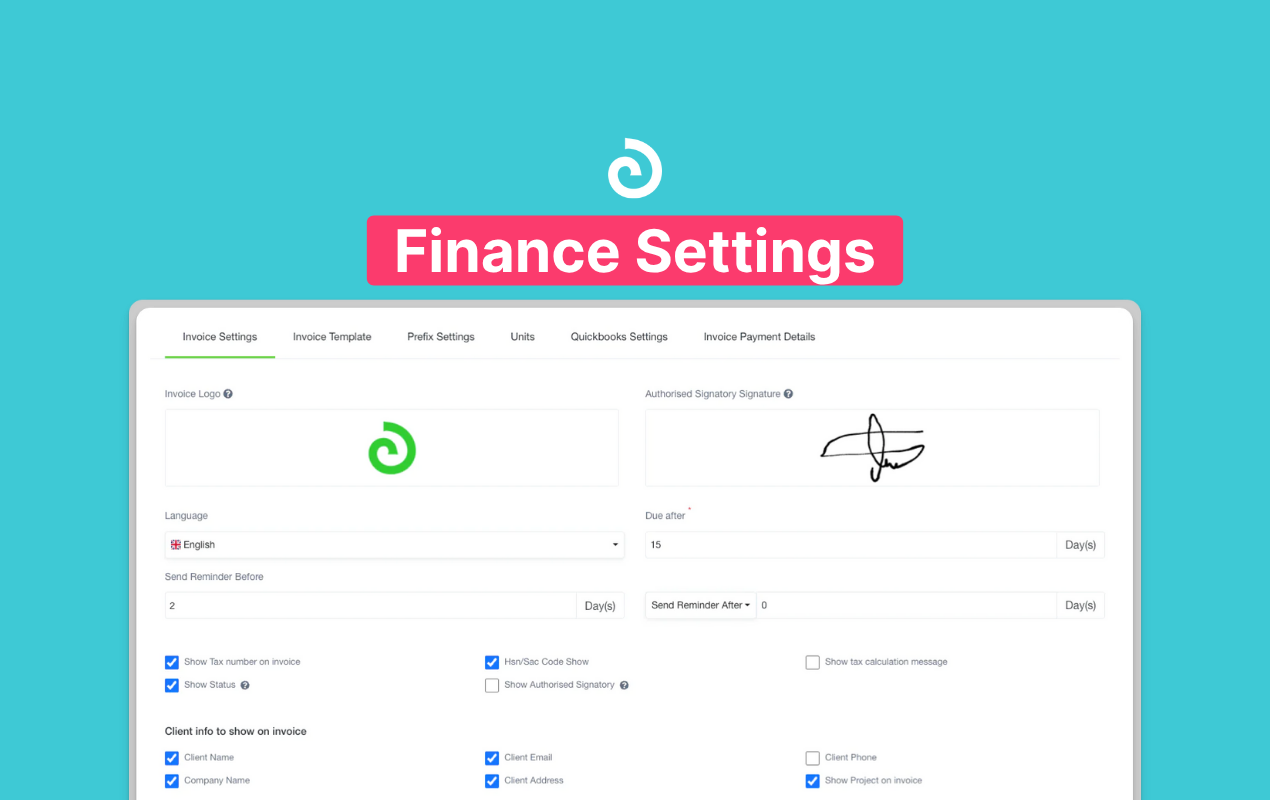 Olqan Documentations - Finance Settings