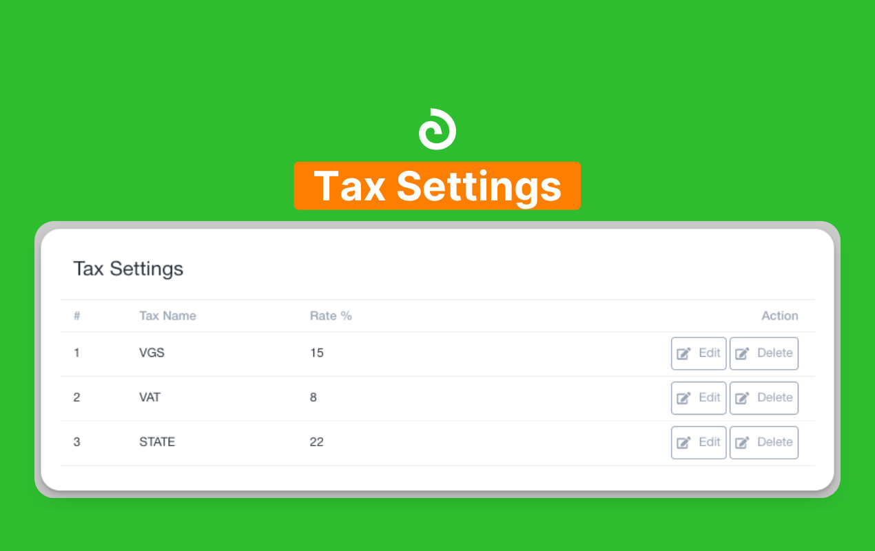 Olqan Documentations - Tax Settings