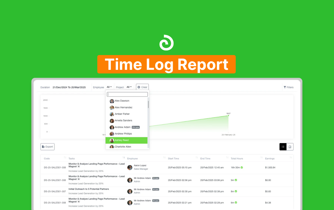 Olqan Documentations - Time Log Report